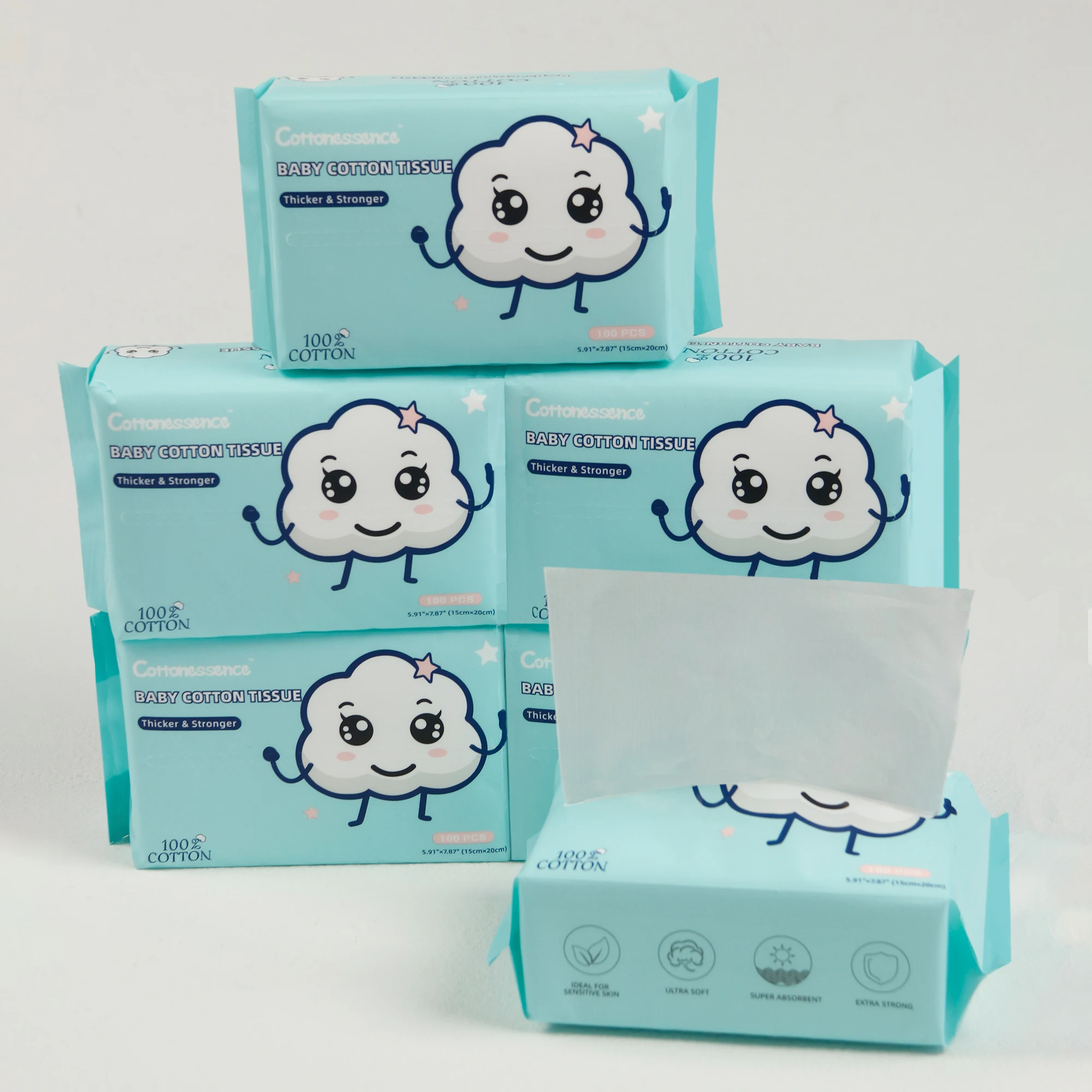 Soft Disposable Wet Tissue Box Pure Cotton Facial Tissues 3 Ply ...