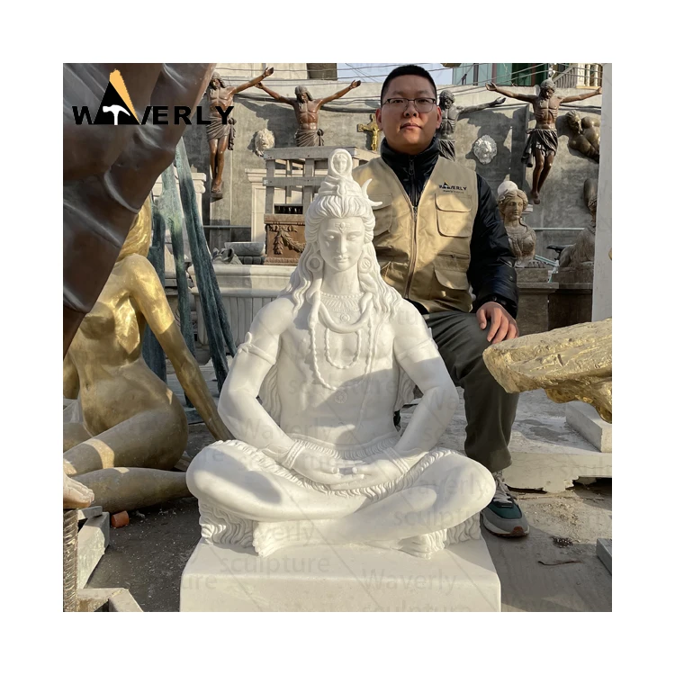 Outdoor Garden Temple Indian God Stone Statue of Shiva Sculpture Hand ...