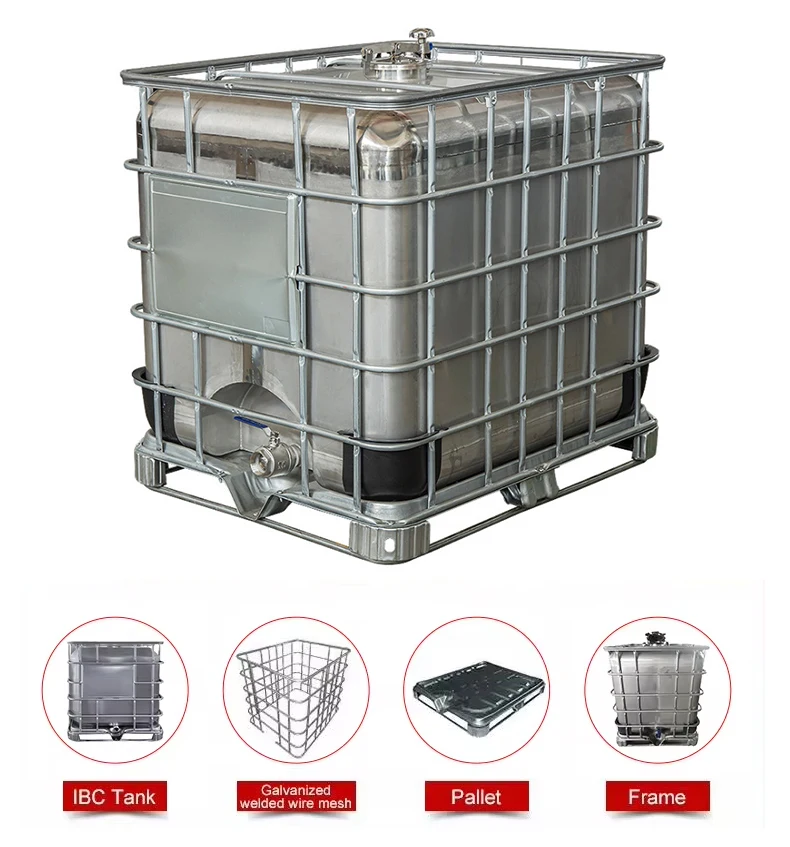 1000 Liter IBC Tote Tank - Stainless Steel Containers for Chemical ...