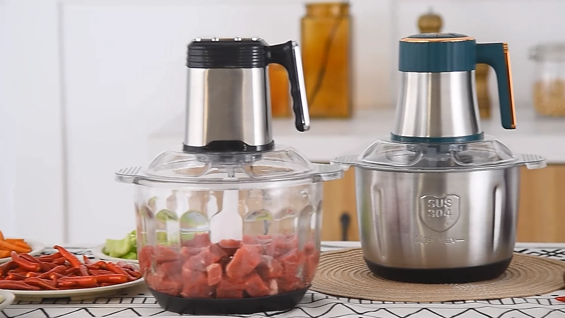 Factory Wholesale Price Household Small Meat Chopper Food Stainless Steel 4 Blade 2l 3l 4l 5l ...