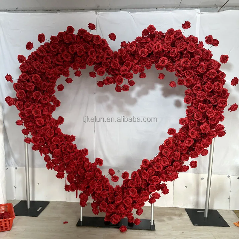 GJ-HR902 Red Floral Heart Arch Flower Heart Arch Heart Shape Flower ...