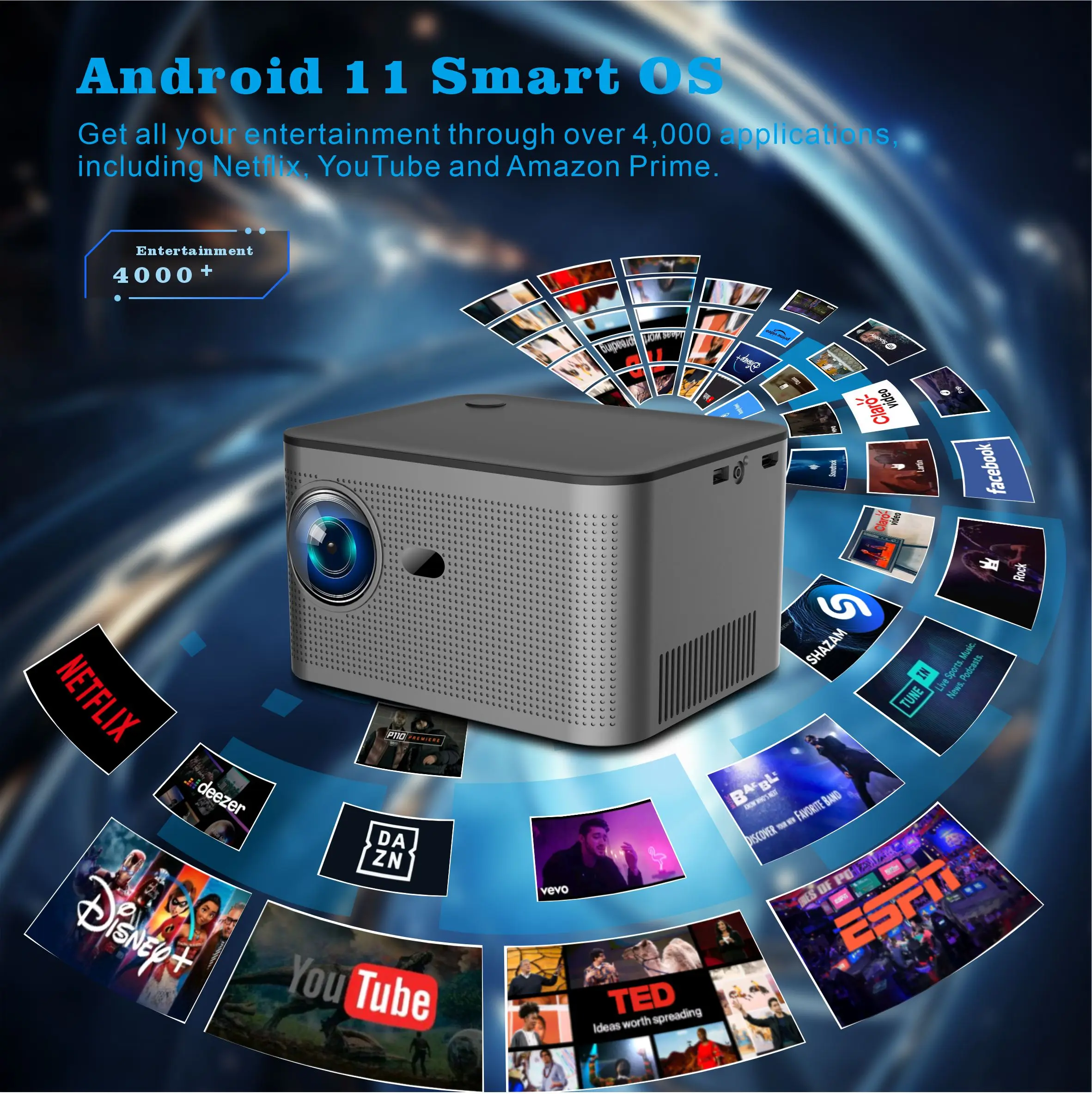 High Quality Native Projector Hy350 With Android 11.0 Led Bulb 300ansi ...