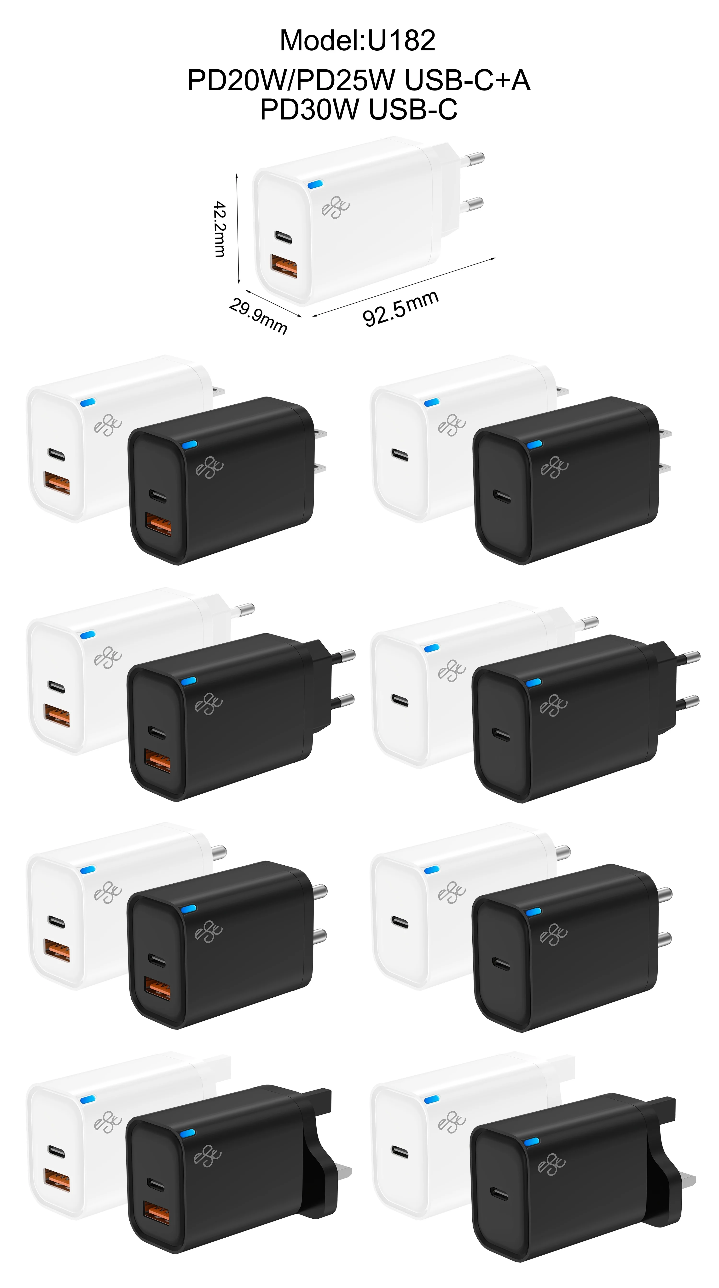 PD45W Super Fast Charging Chargers & Adapters Private Model Type C EU ...