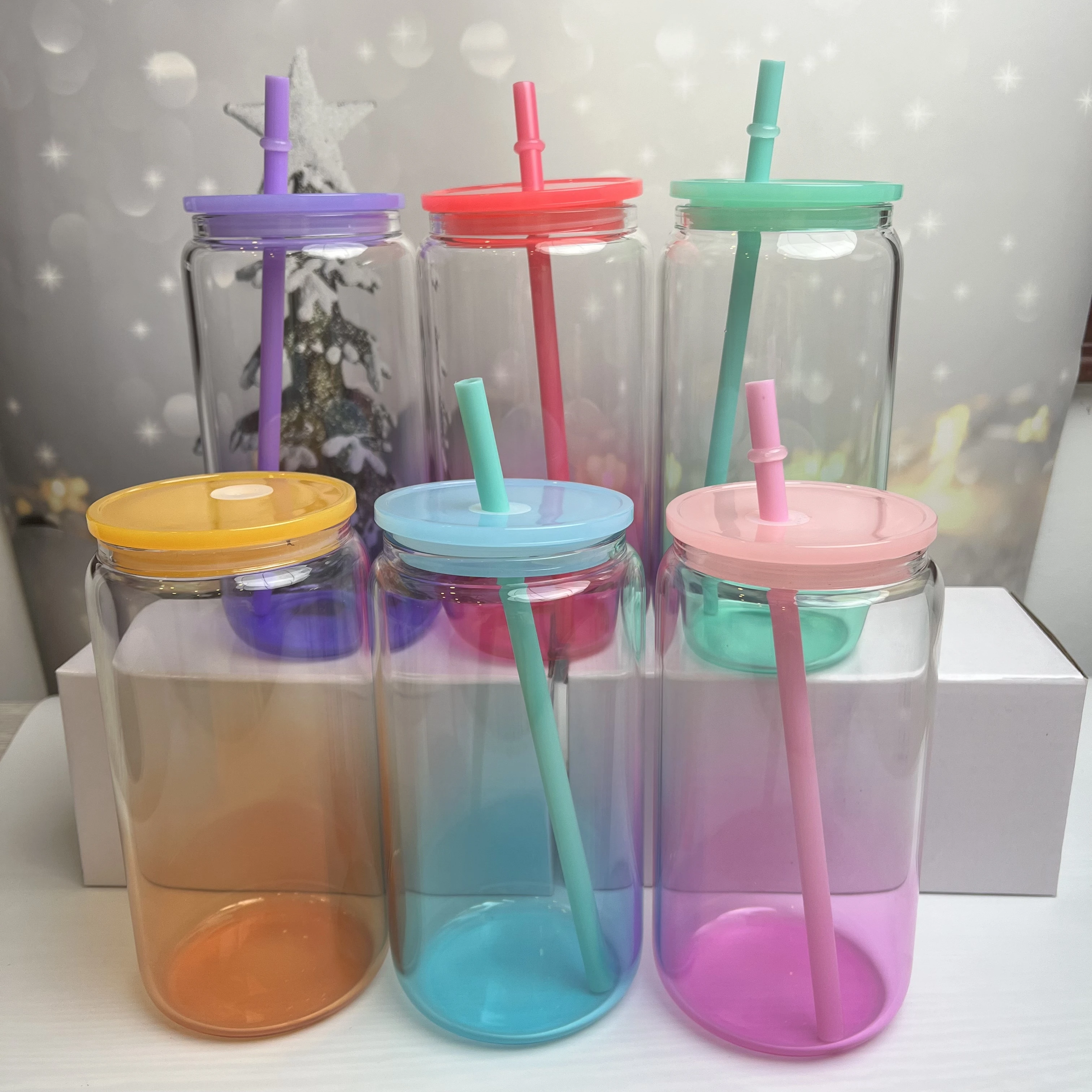 Custom Logo Drinking Glasses Ombre Libby Soda Beer Mugs Sublimation ...