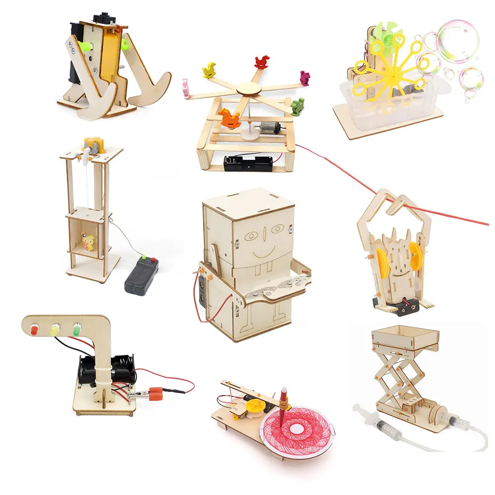 Diy 3d Stem Wooden Science Kit Assembly Creation Battery Powered Stem ...