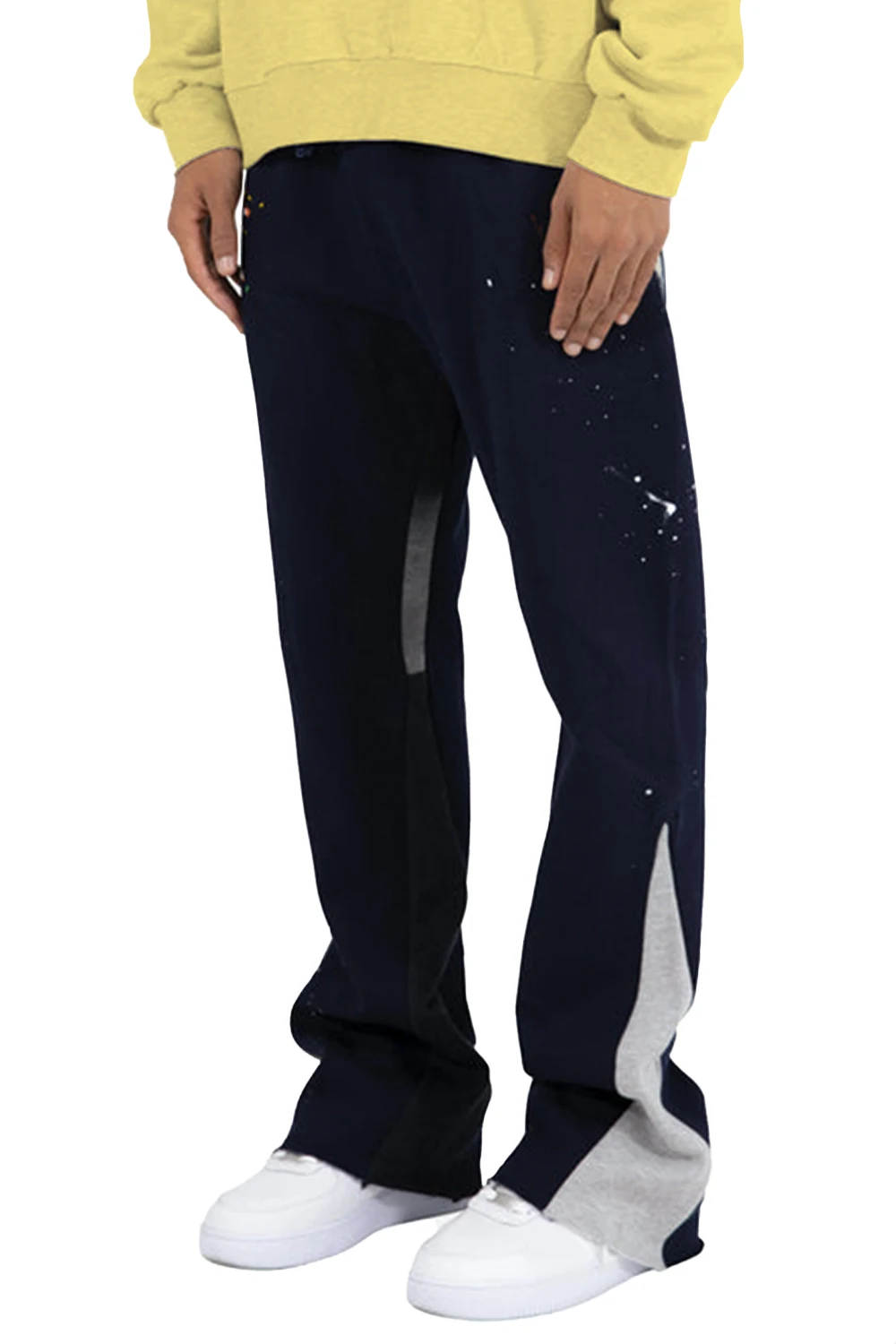 Mens Stacked Flared Sweatpants - Casual Patchwork Pants