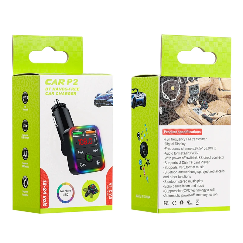 P2 Multifunction Transmisores Fm Mp3 Player Audio Music Wireless ...