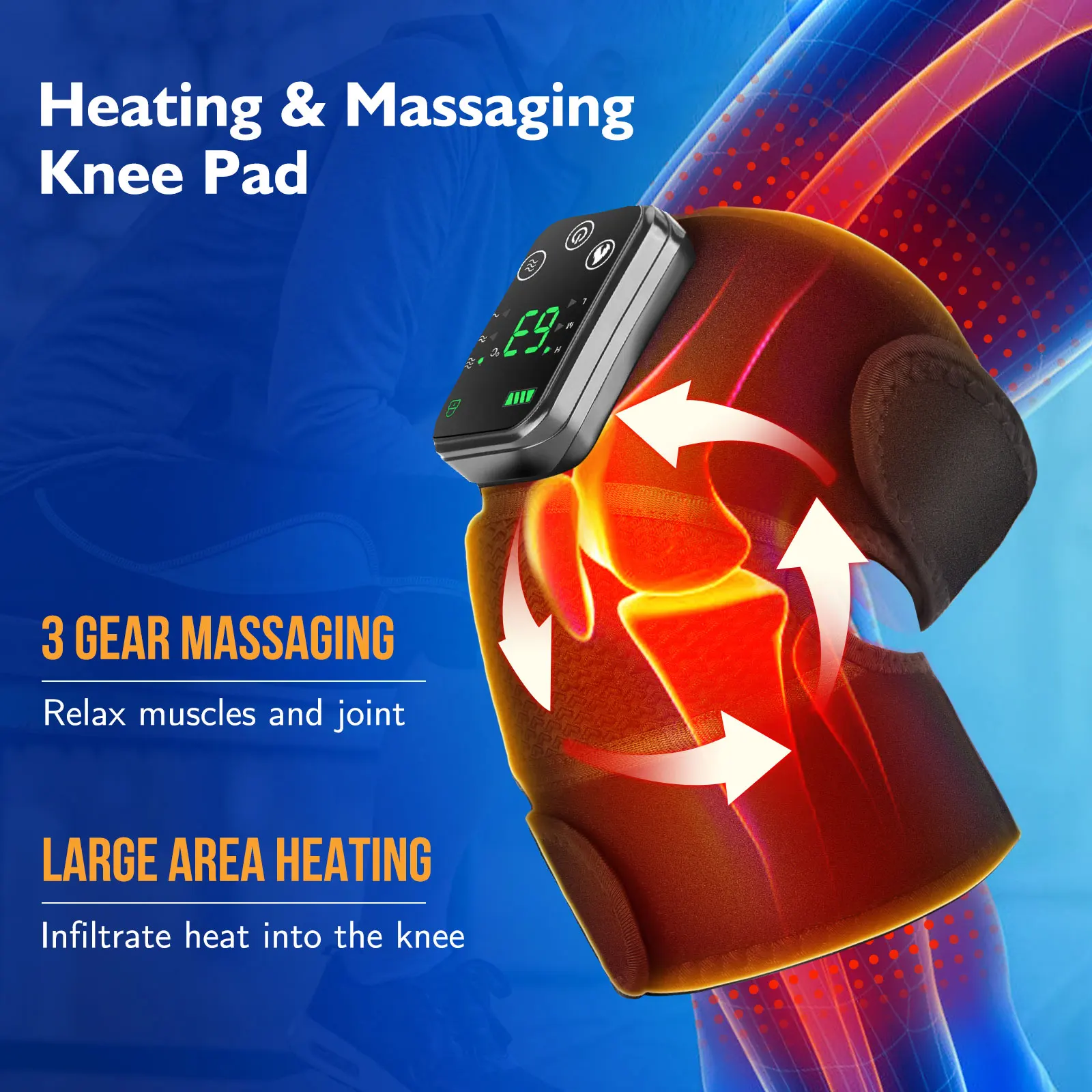 Rechargeable Electric Vibration Heating Elbow Shoulder Wrap Pad Knee ...