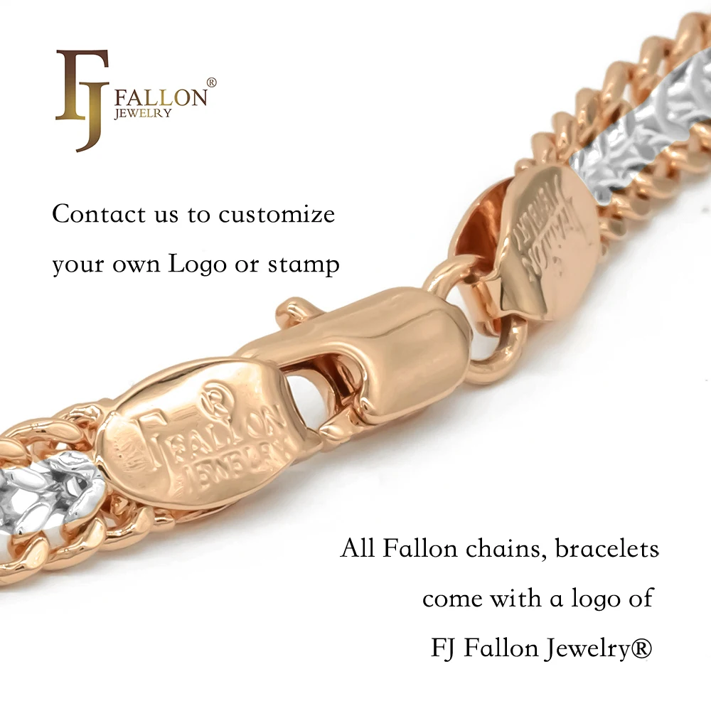 F94190001 FJ Fallon Fashion Jewelry Fancy Cloudy Oval Link Chain Plated in Rose Gold Two Tone Brass Based Alibaba