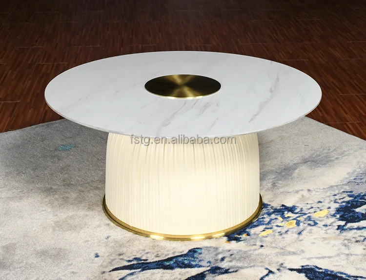 Italian Design Marble Look Round Pleated Coffee Table With Gentle Pleats - Buy Pleated Coffee ...