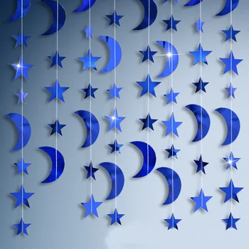 4m Blue Paper Garland Star Moon String Banners Wedding Banner For Party ...