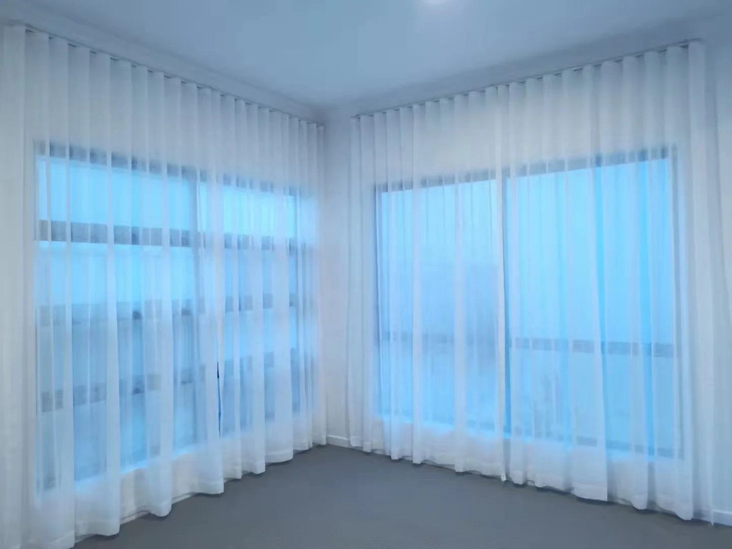 Remote Control Electric Ripple Fold Sheer Drapery Motorized Curtains