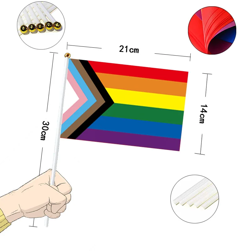 Pride Month Gay Lesbian Lgbtq 14cm*21cm Hand Held Flag Rainbow Custom ...
