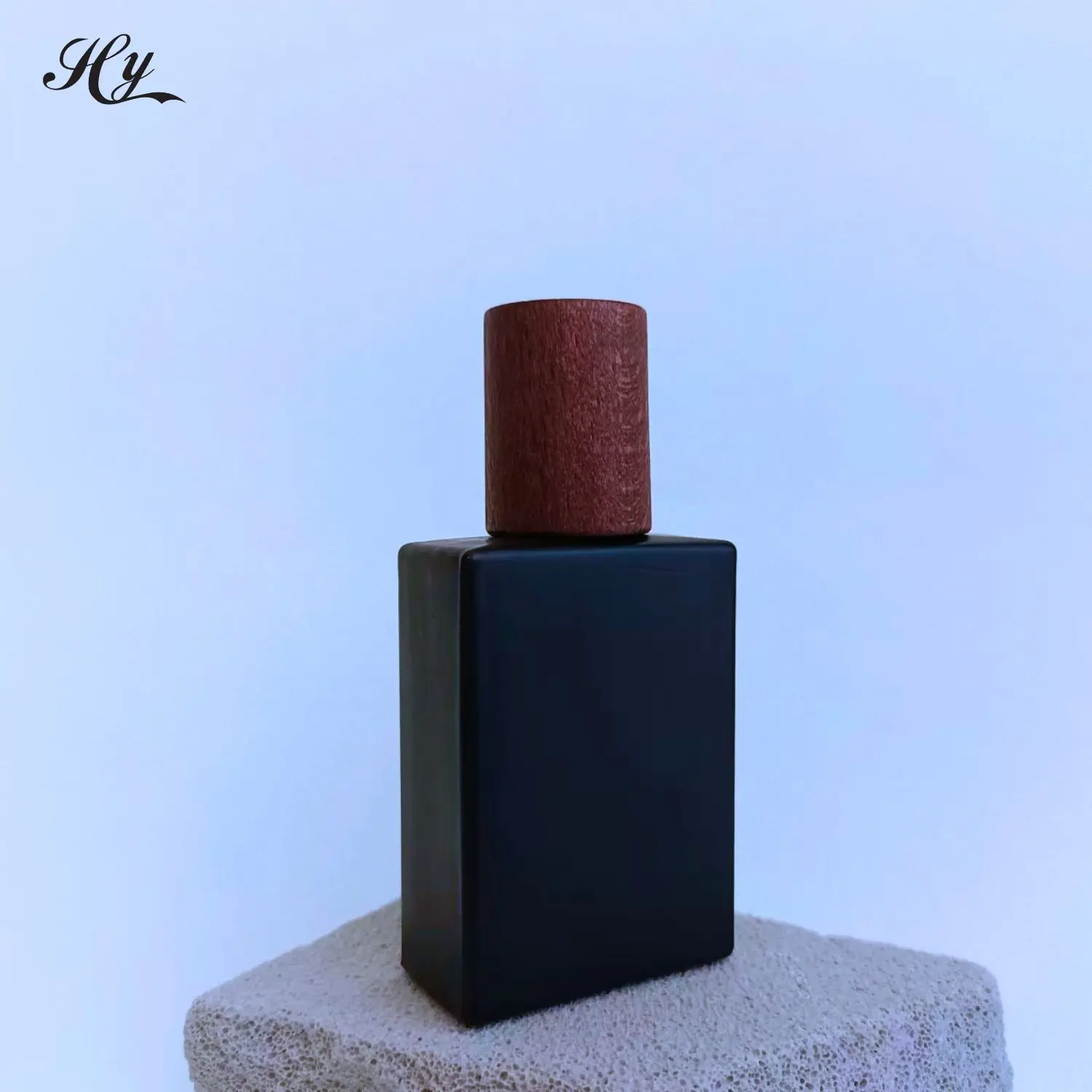 Hanya Clear Black Rubber Paint Square Luxury Perfume Bottle Empty Glass ...