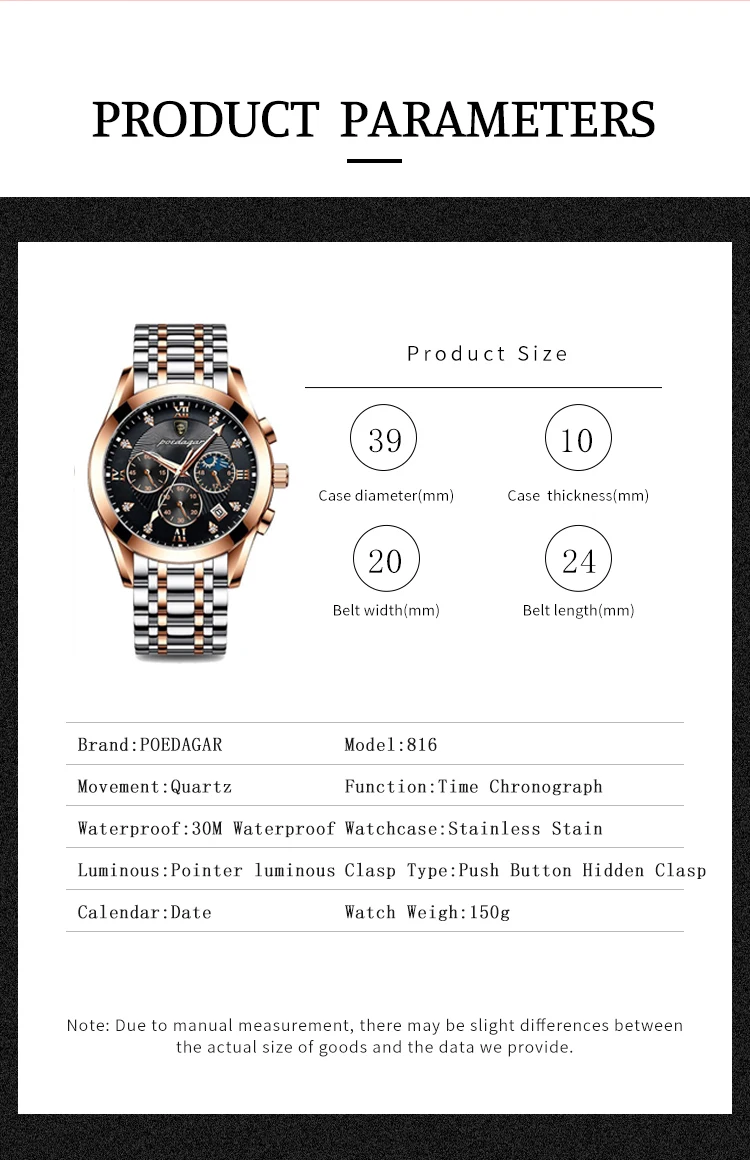 POEDAGAR 8208 Men's Watch - Luxury Sport Quartz Timepiece