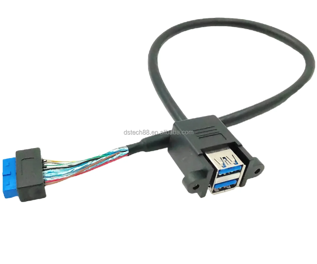 Motherboard Internal Idc 20pin Connector To Dual Port Usb 3.0 Female Screw Lock Panel Mount ...