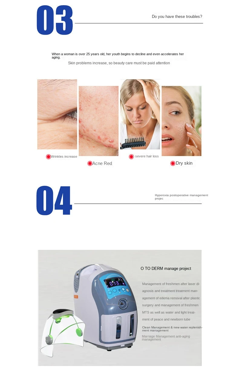 O2 to Derm Oxygen Facial Spray Machine Skin Rejuvenation Whitening ...