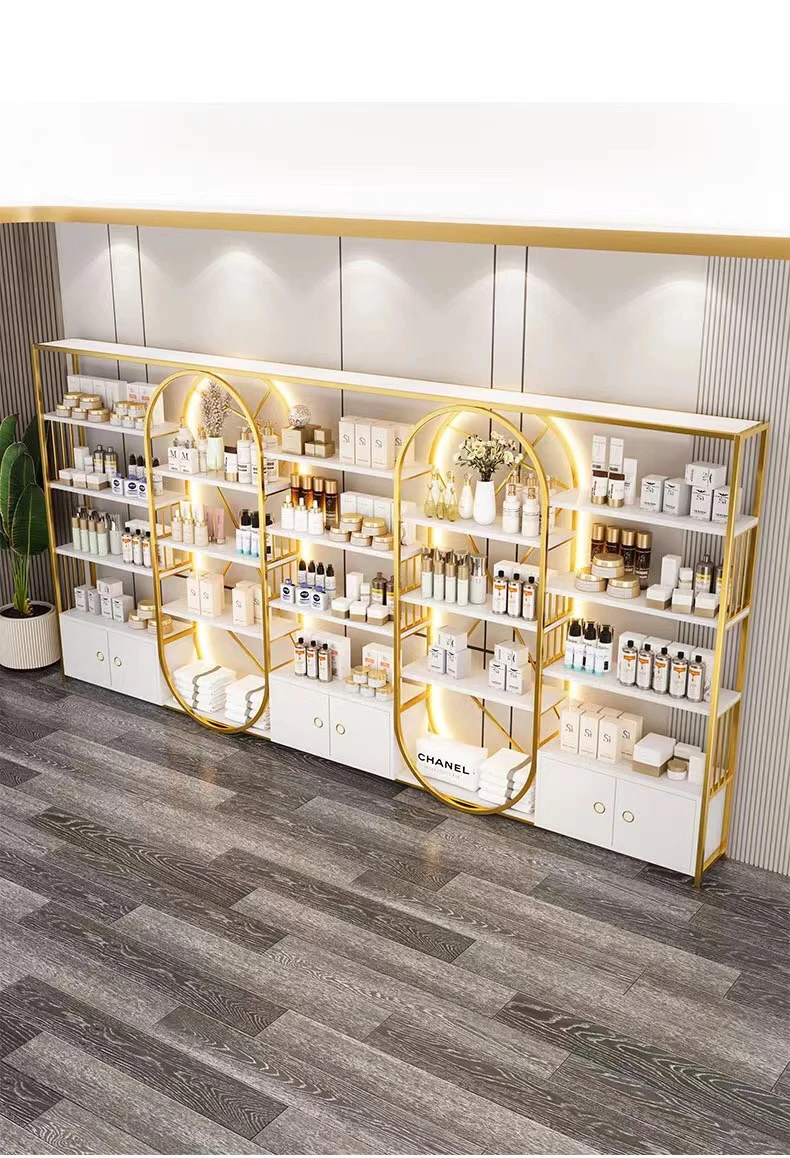 Light Luxury Beauty Salon Product Display Cabinet Shelves Skin Care ...