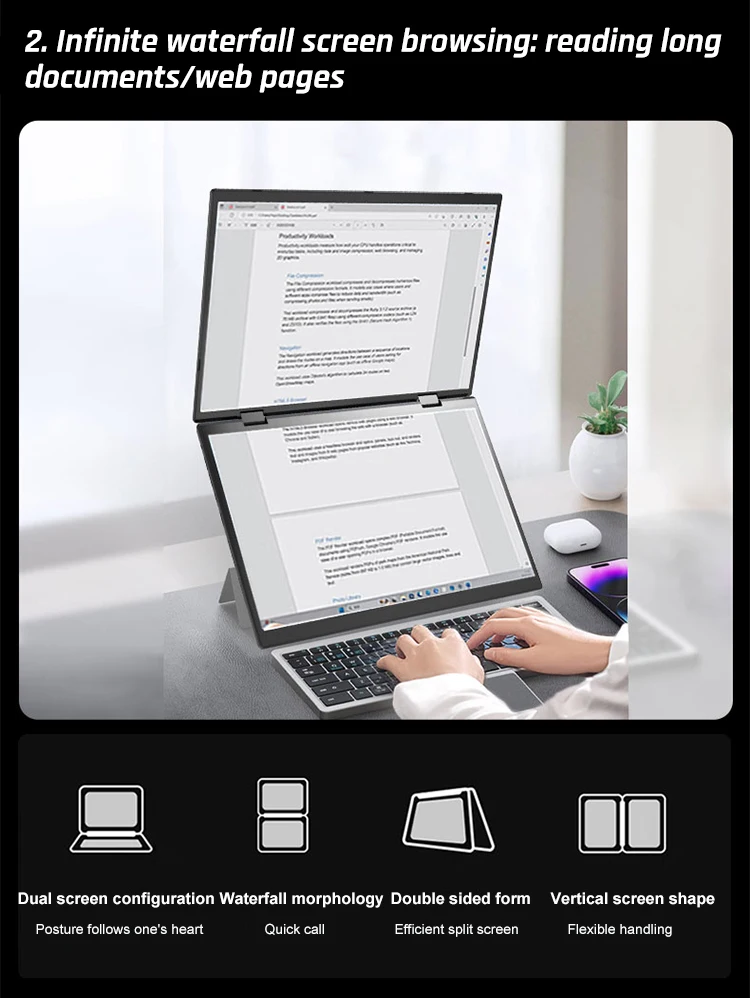 OEM Cheap 2-in-1 Dual Screen 14''+14'' Laptop Touch 2 1 Notebook for ...