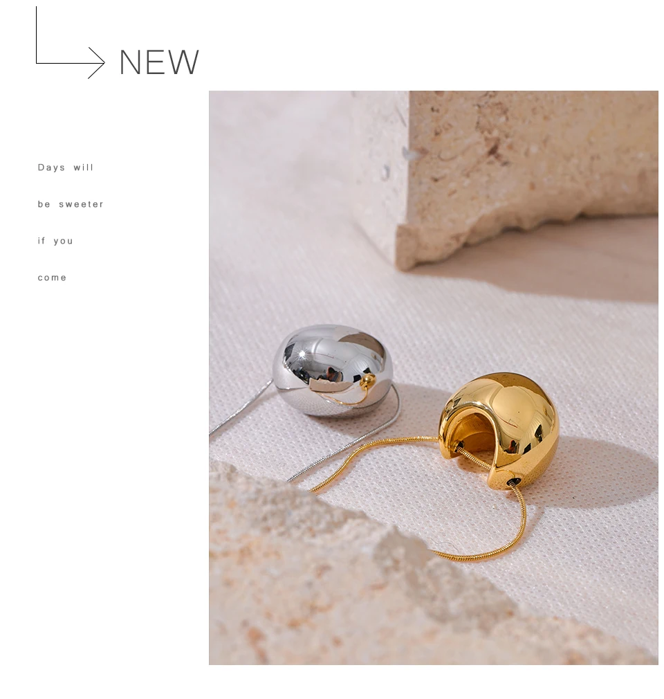 Jinyou 2994 Stainless Steel 316l Cow Horn Moon Chunky Pendant Necklace Minimalist Smooth Metal ...