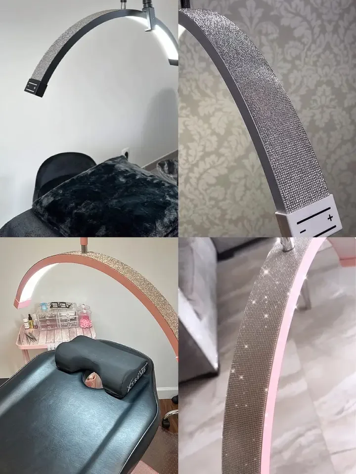 28 Inch U-shape Lash Light Ring Floor Lamp With Rhinestones ...