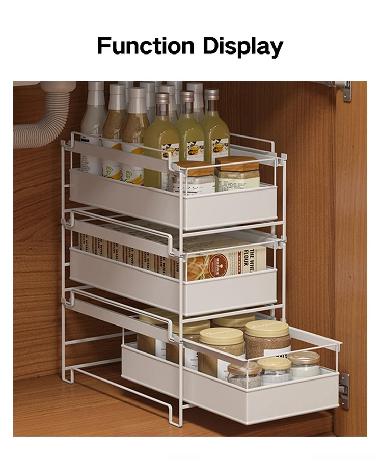 2 Tier Cabinet under Pull Out Spice Rack Drawer Organizer