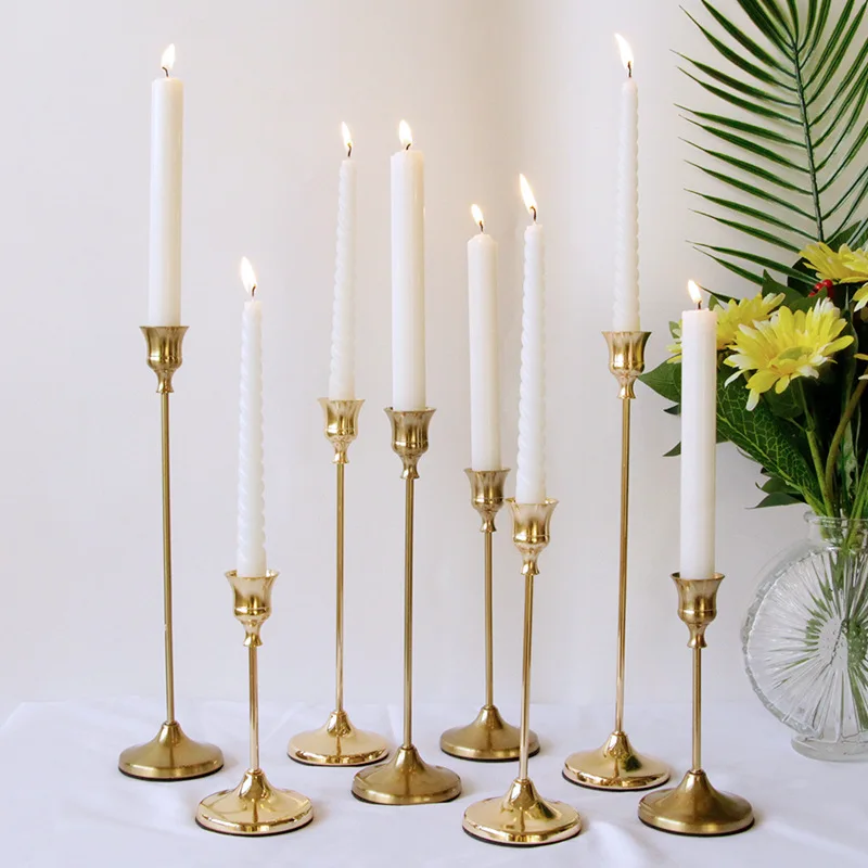 Nordic Brass Gold Candlestick Holder Matte Black Taper Candle Holder ...