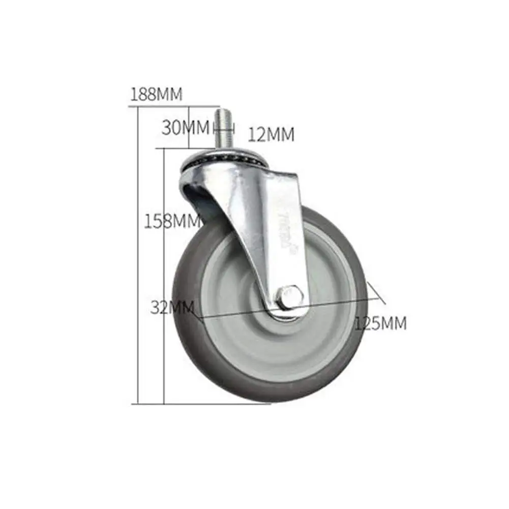 Heavy Duty 125/37.5-50 Solid Rubber Wheel Locking Caster Wheels