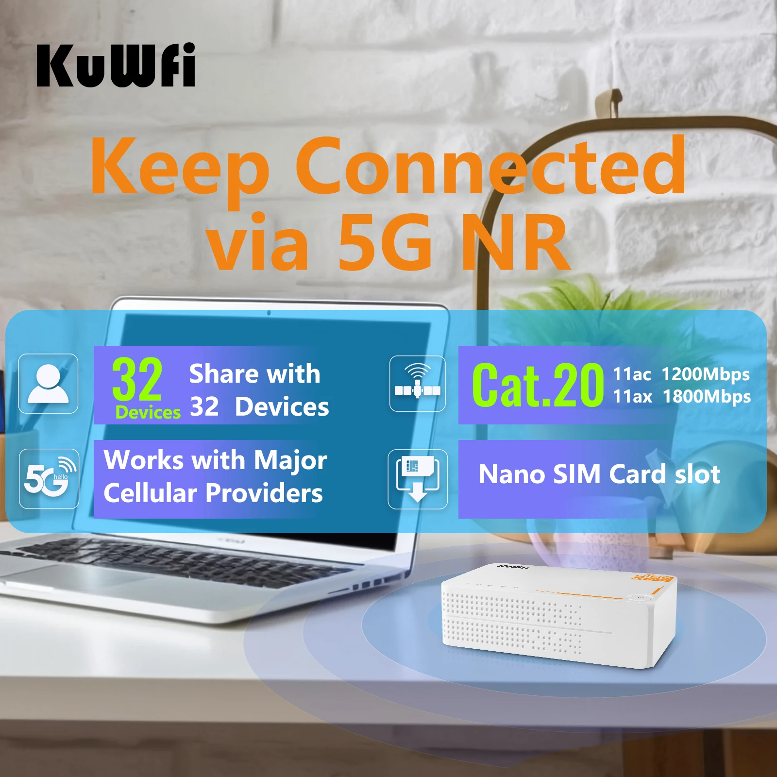 Kuwfi C160 Modem Router - 5G LTE Wifi Hotspot with Battery
