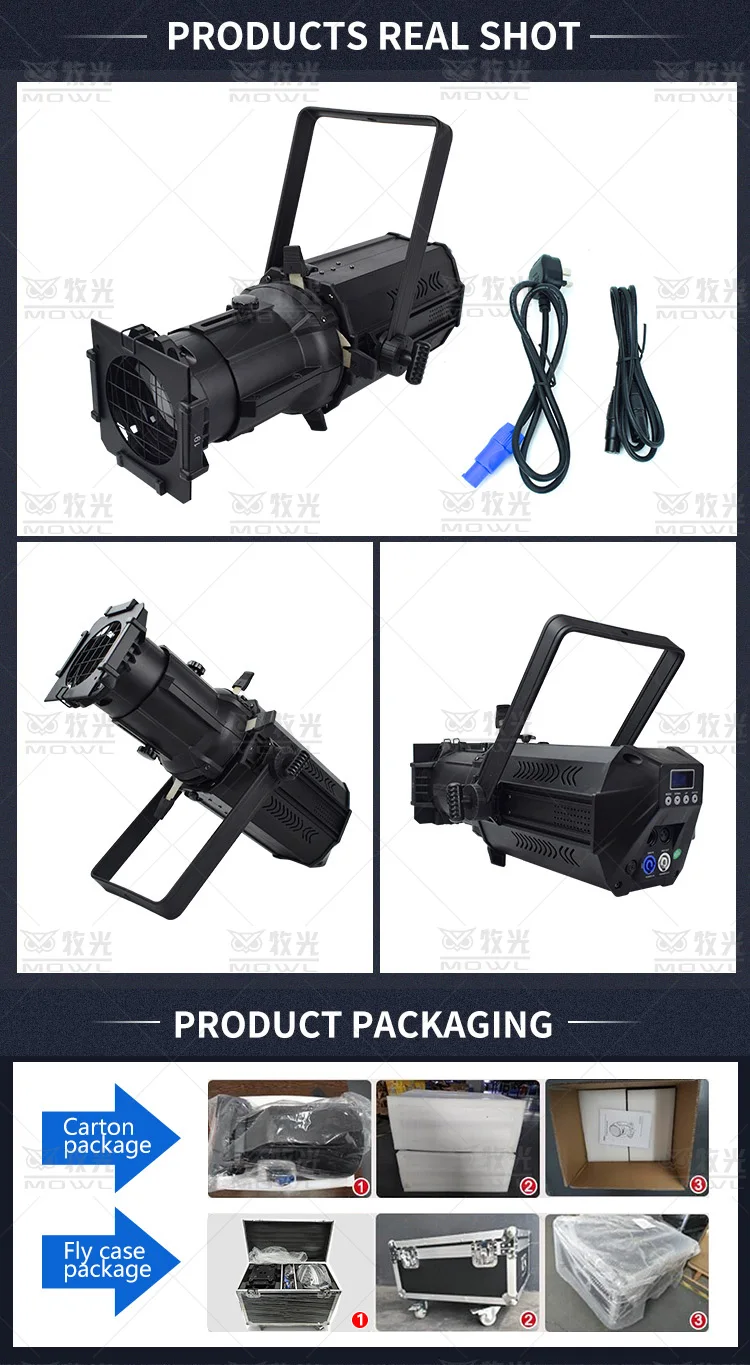 200W Fresnel DMX Zoom Cob LED Image Ellipsoidal Profile Spot Leko Light ...