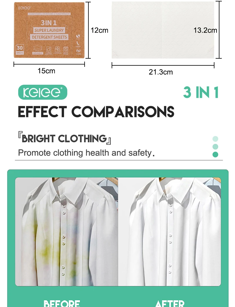 KELEE Eco-Friendly Biodegradable Laundry Detergent Sheet for Clothes No ...