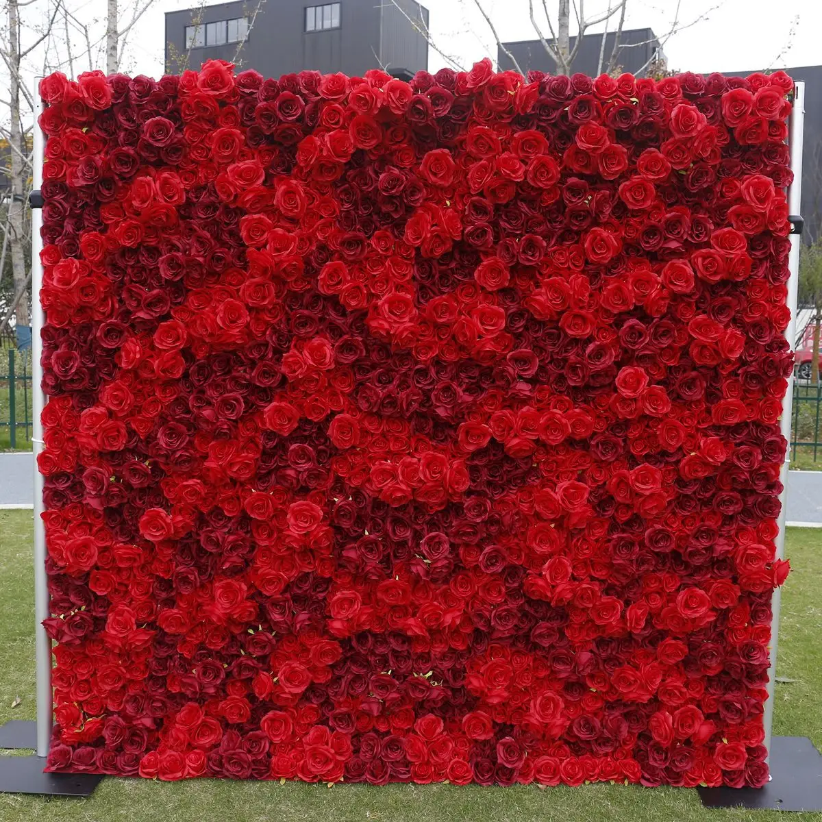 Outdoor Simulation Wall Decoration Red Rose Flower Wall Backdrop Panel ...