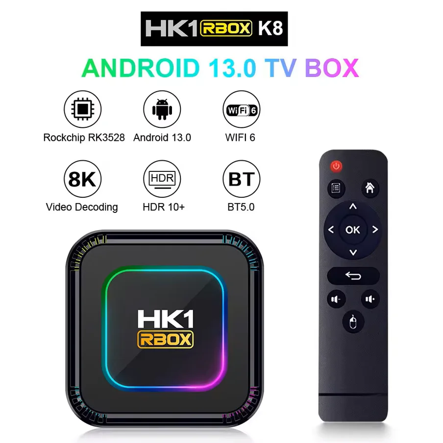 Android 13 IPTV BOX HK1RBOX K8 - 8K Media Player Set Top Box