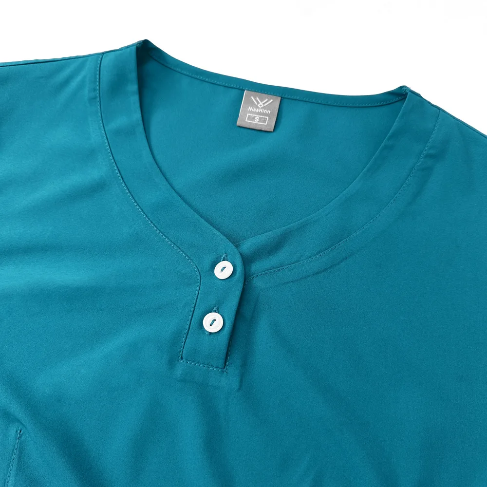 Cheap Polyester V Neck Split Custom logo Hospital Uniforms Scrubs ...