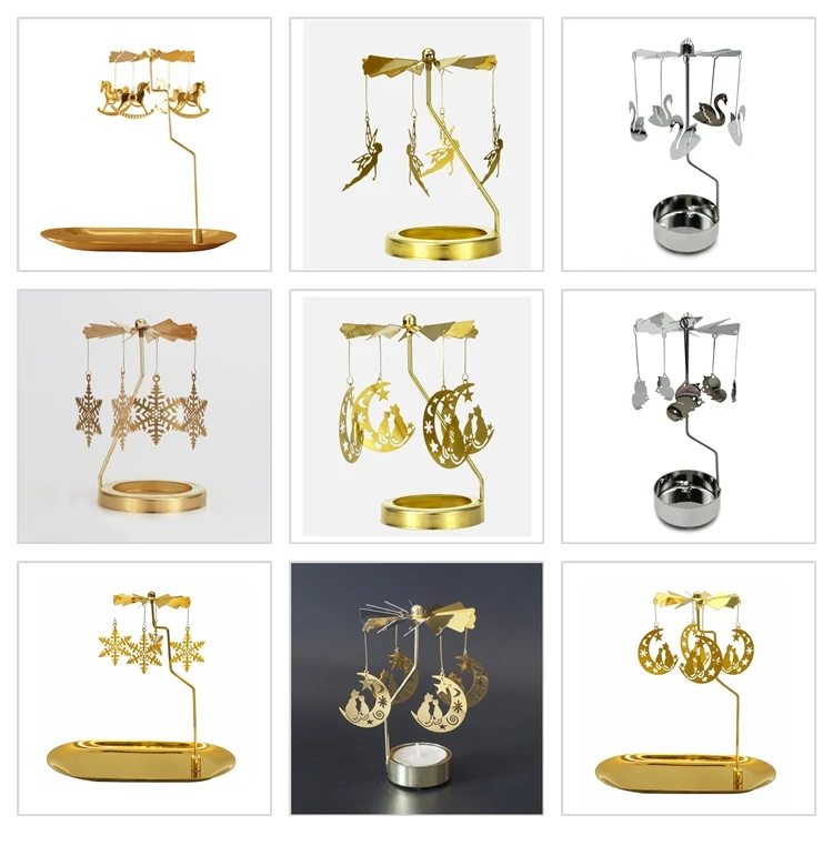 Spinning Candle Carousel Angel Windmill Christmas Tealight Holder