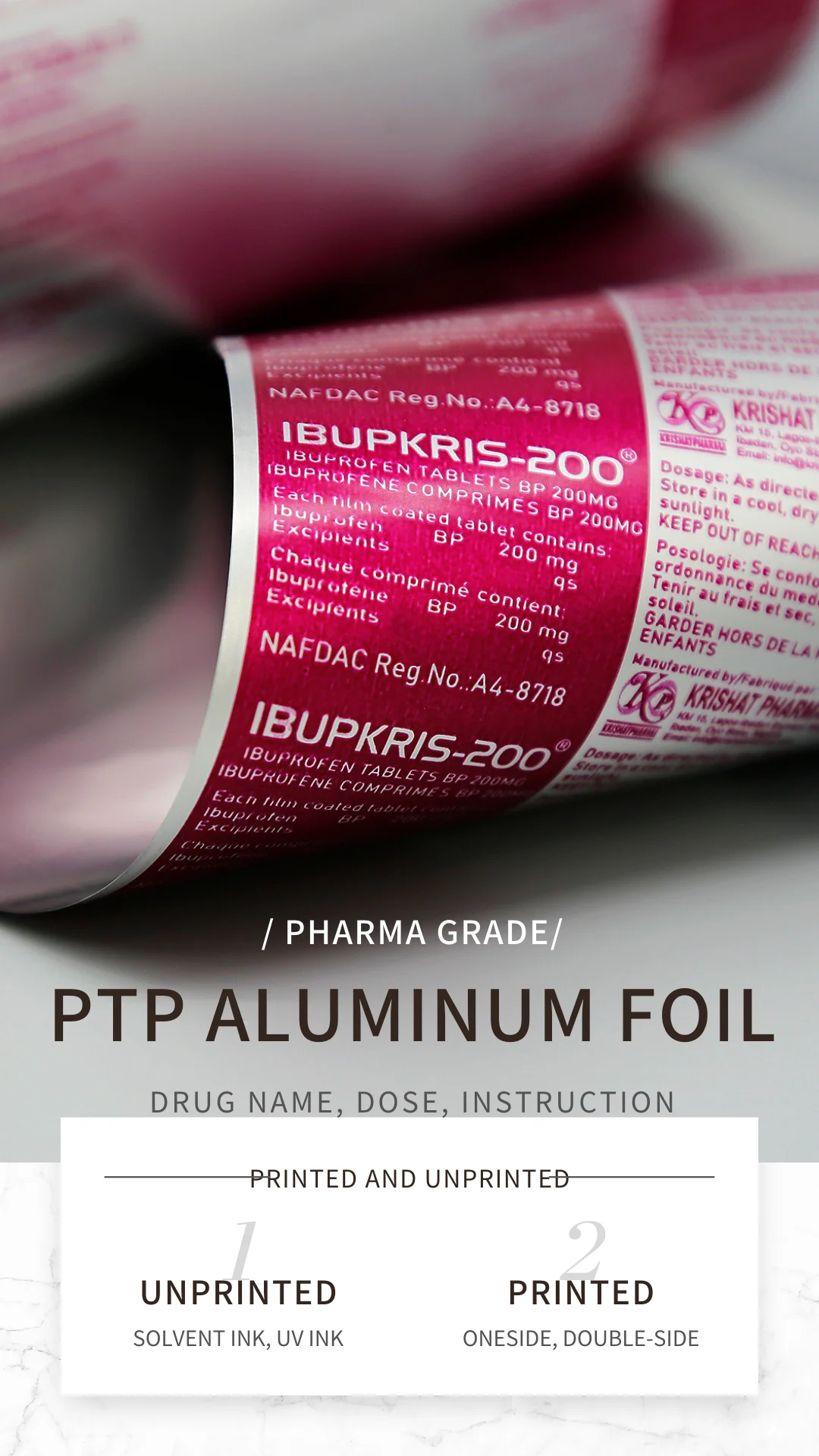 Jerel Pharmaceutical Packaging Blister Aluminum Foil Sealing With Pvc ...