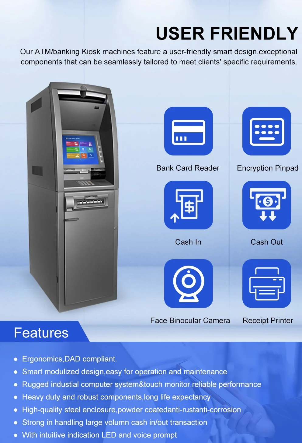 19" Kiosktouch Screen Hotel Lobby Kiosk 22" Payment Machine Hospital ...