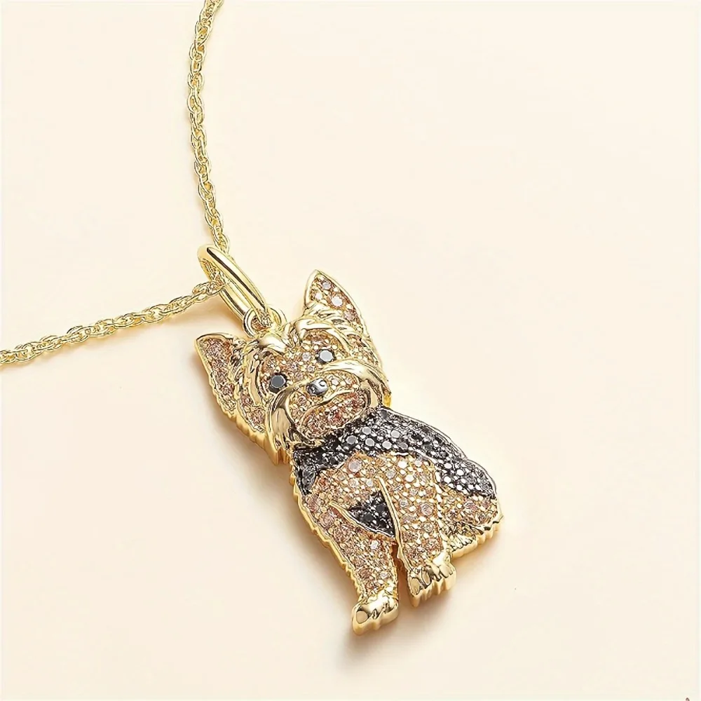 Shop Our Fashion Animal Necklace with Cute Crystal Yorkie Charm