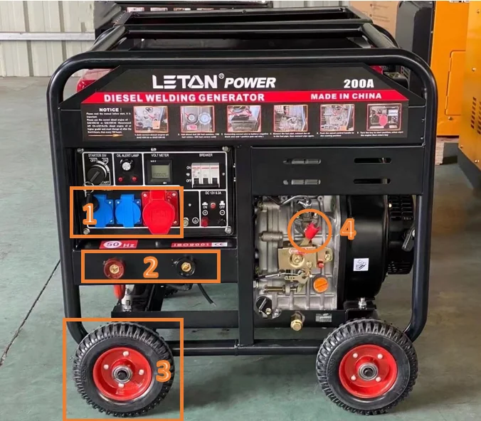 LETON Power 100A 200A 250A 10kva Diesel Welder Generator
