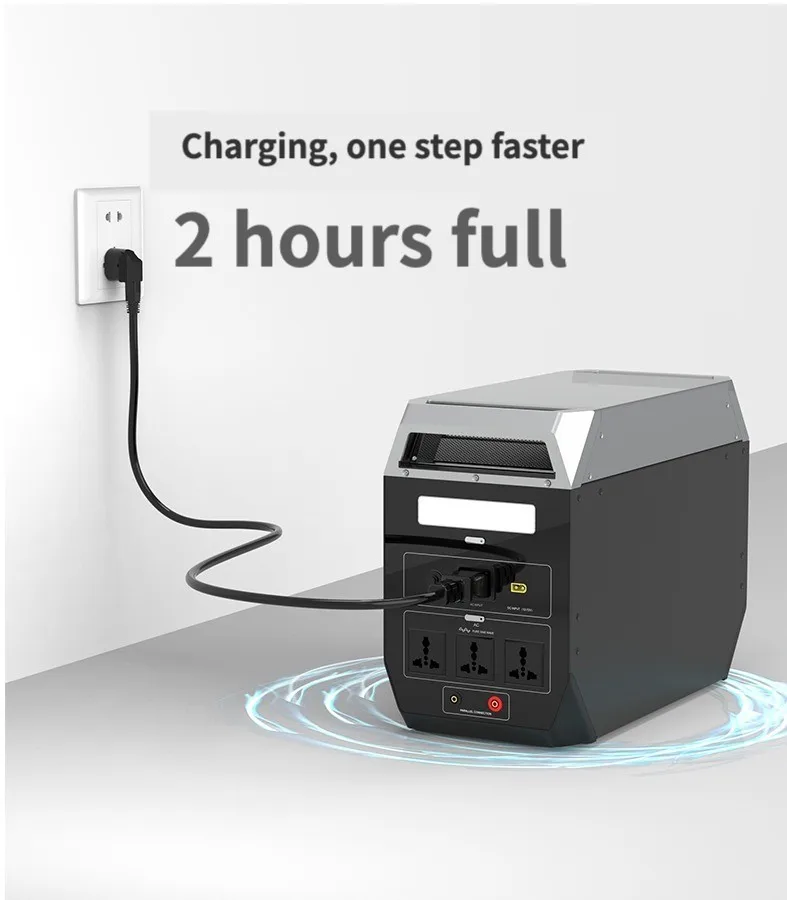 2000W 2000WH Portable Power Station Bank Supply Solar Generator ...