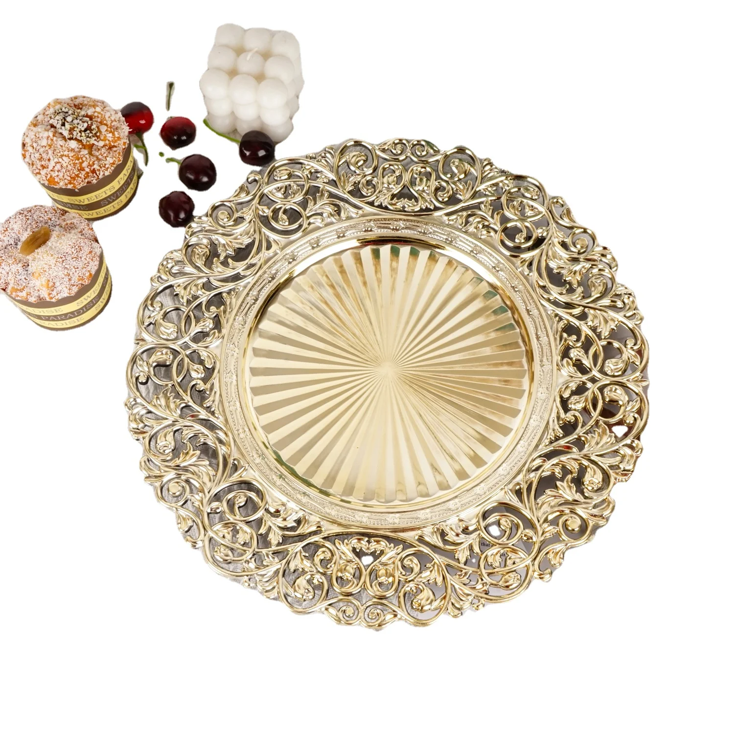 Luxury Unique Design Regular Banquet Plate 13 Inches Dinner Gold ...