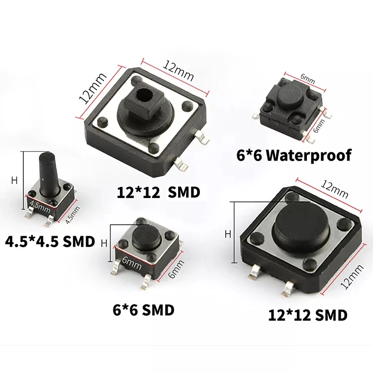 12*12 Tactile Switch 3*3 Dip 4 Pin 4.5*4.5 Smd Tact Switch