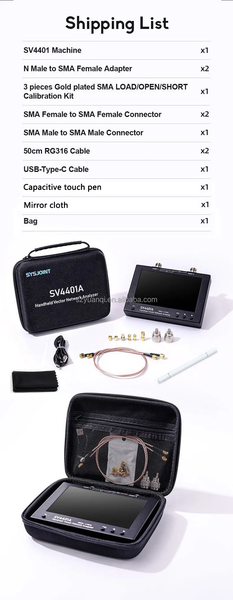 SV4401A Vector Network Analyzer - 50KHz-4.4GHz, 7" Touch LCD, Ideal for ...