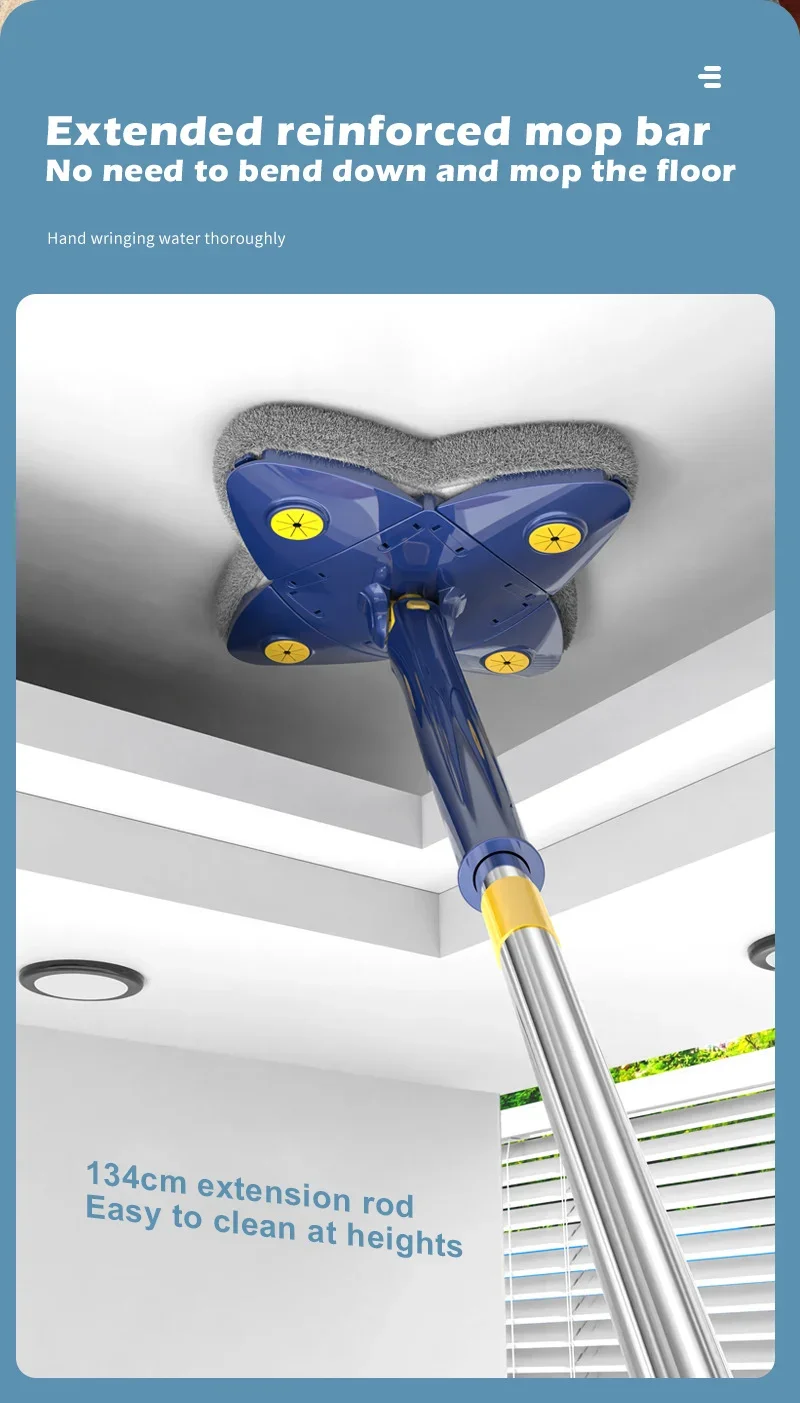 WONDERFUL 360 Rotating Manual Self Drying Mop - Efficient Cleaning