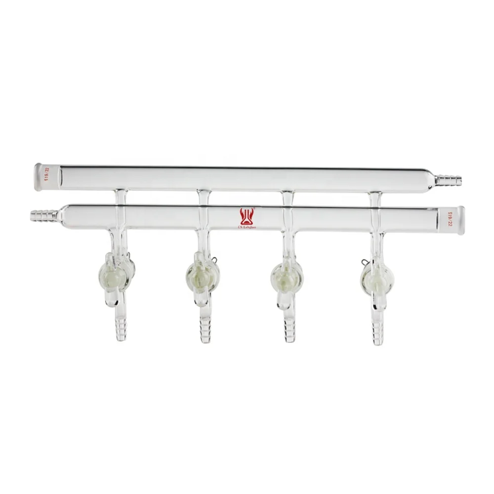 Lab Glassware Borosilicate Glass Vacuum Manifold With 19/22 Joint And ...