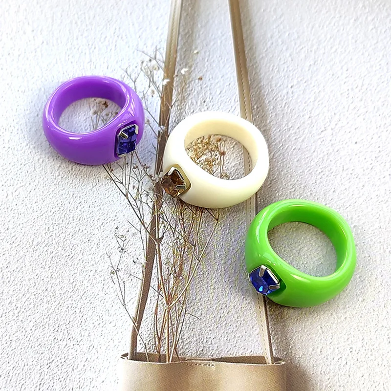 Transparent Resin Candy Color Acrylic Rings Set Knuckle Stacking ...