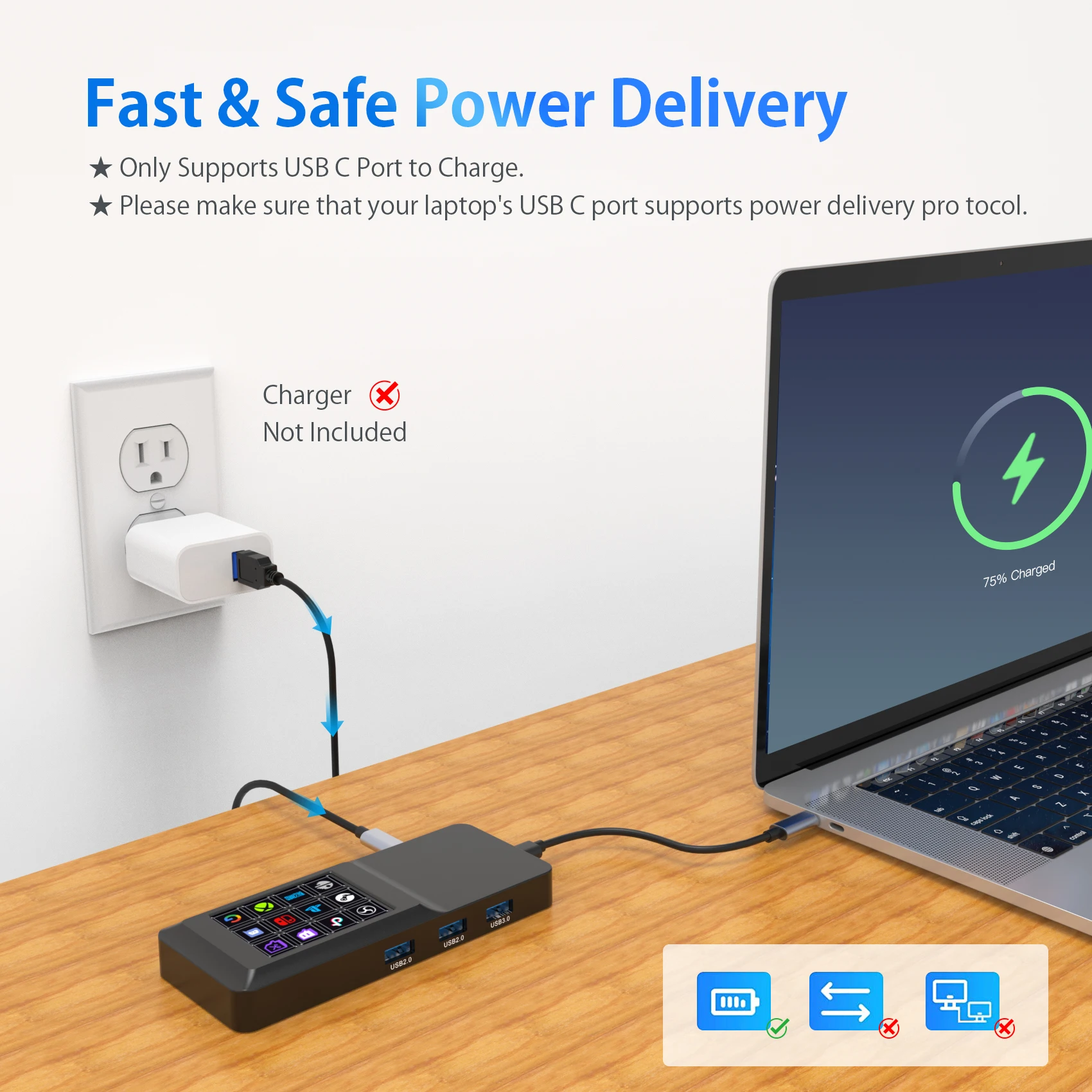 Mini Stream Deck Stream Controller Usb-c Multimedia Hub Adapter 8 Ports ...