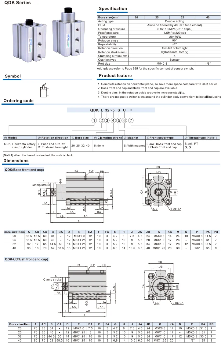Horizontal Rotary Clamp Cylinder--qdk - Buy Horizontal Rotary Clamp Cylinder,Qdk Serise,Qdkl32 ...