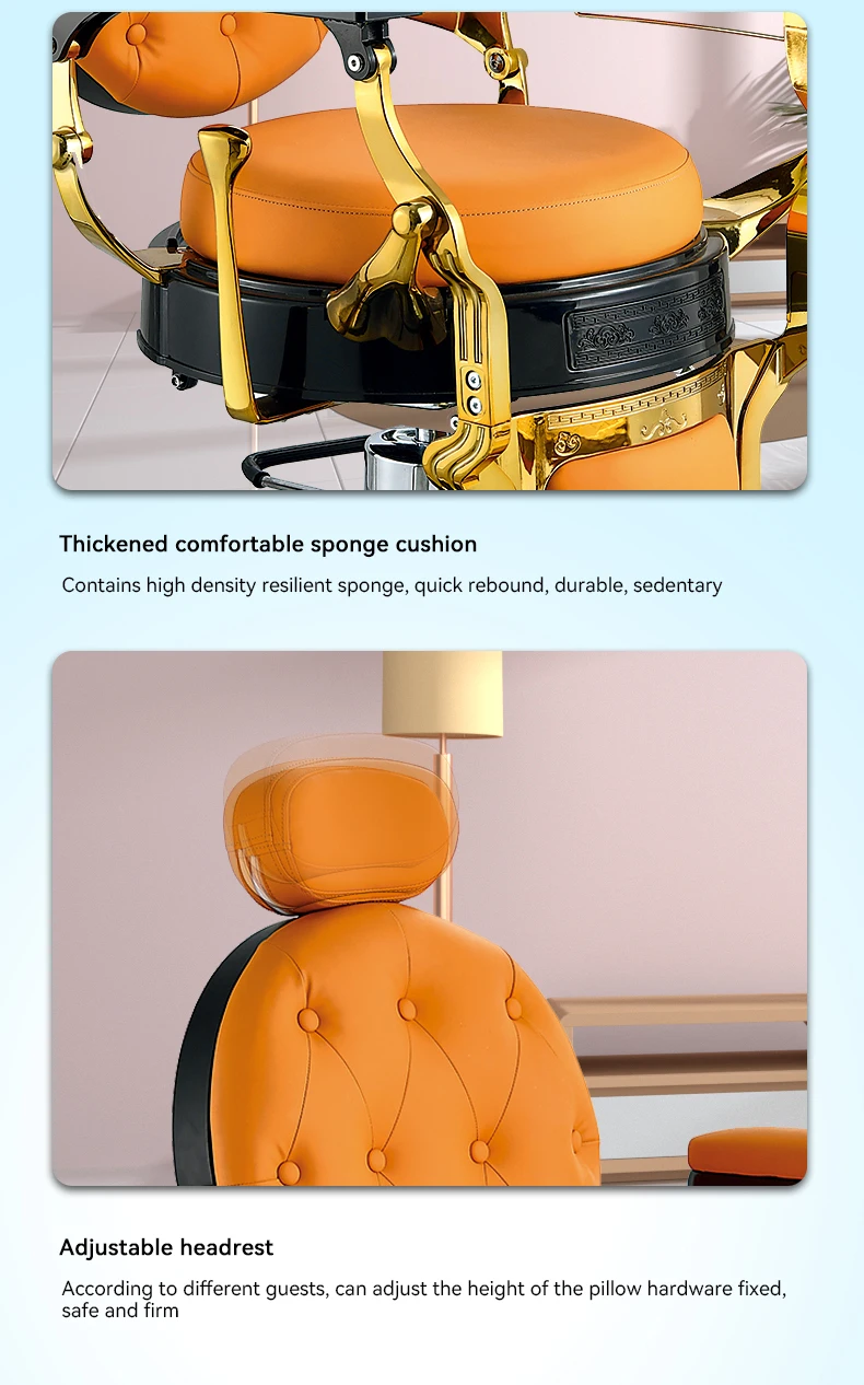 Heavy Duty Vintage Golden Chair Frame Barber Shop Haircut Chair Black ...