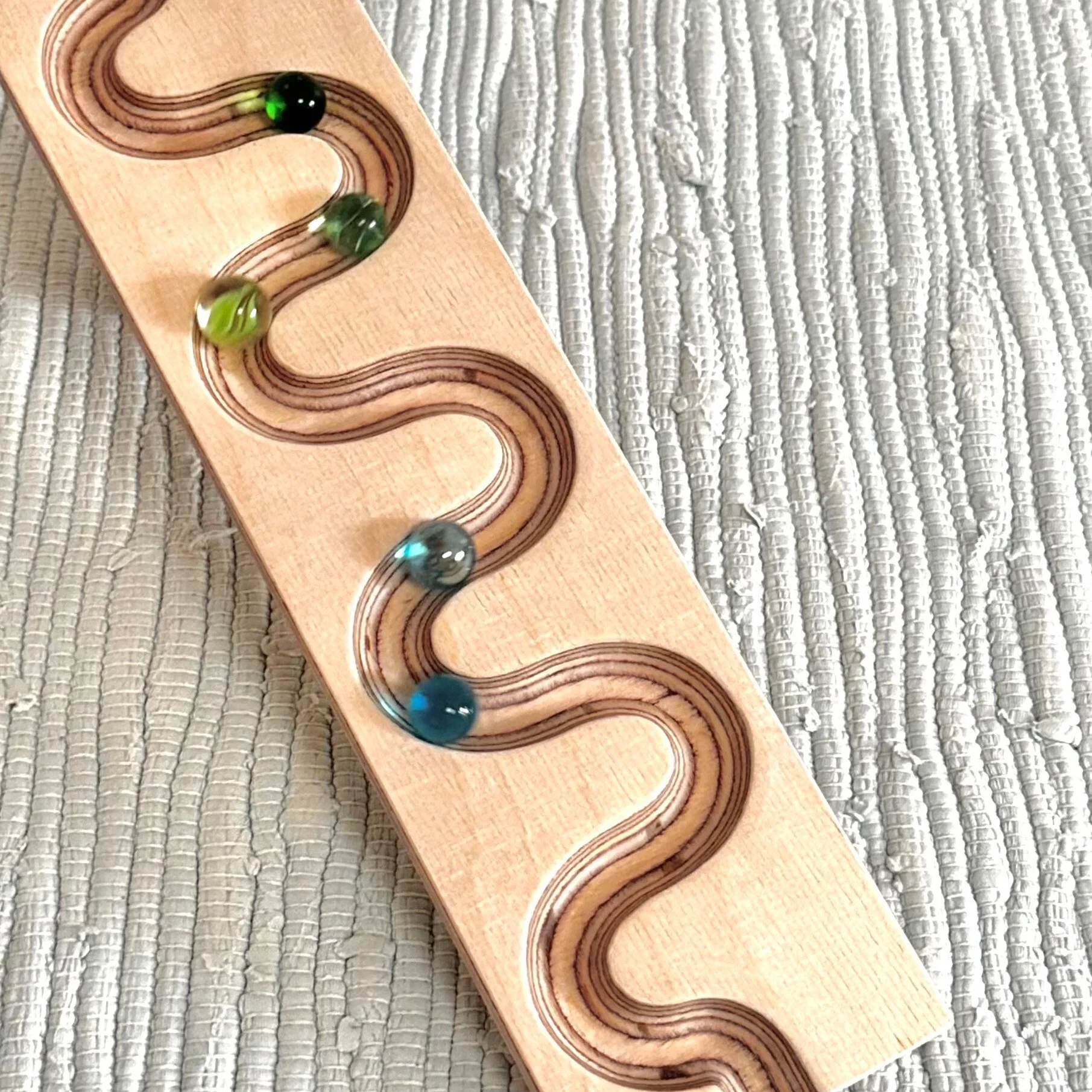 Wooden Toy Two Marble Run Plates Set Snaking Track Toys